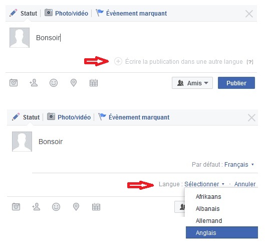 Publier un statut facebook dans plusieurs langues - Saviez Vous